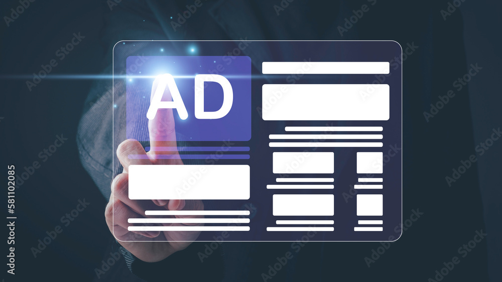 Online programmatic advertising in feed on computer screen. Optimize ...