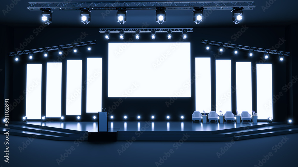 3D render of Empty stage Design for mockup and Corporate identity ...
