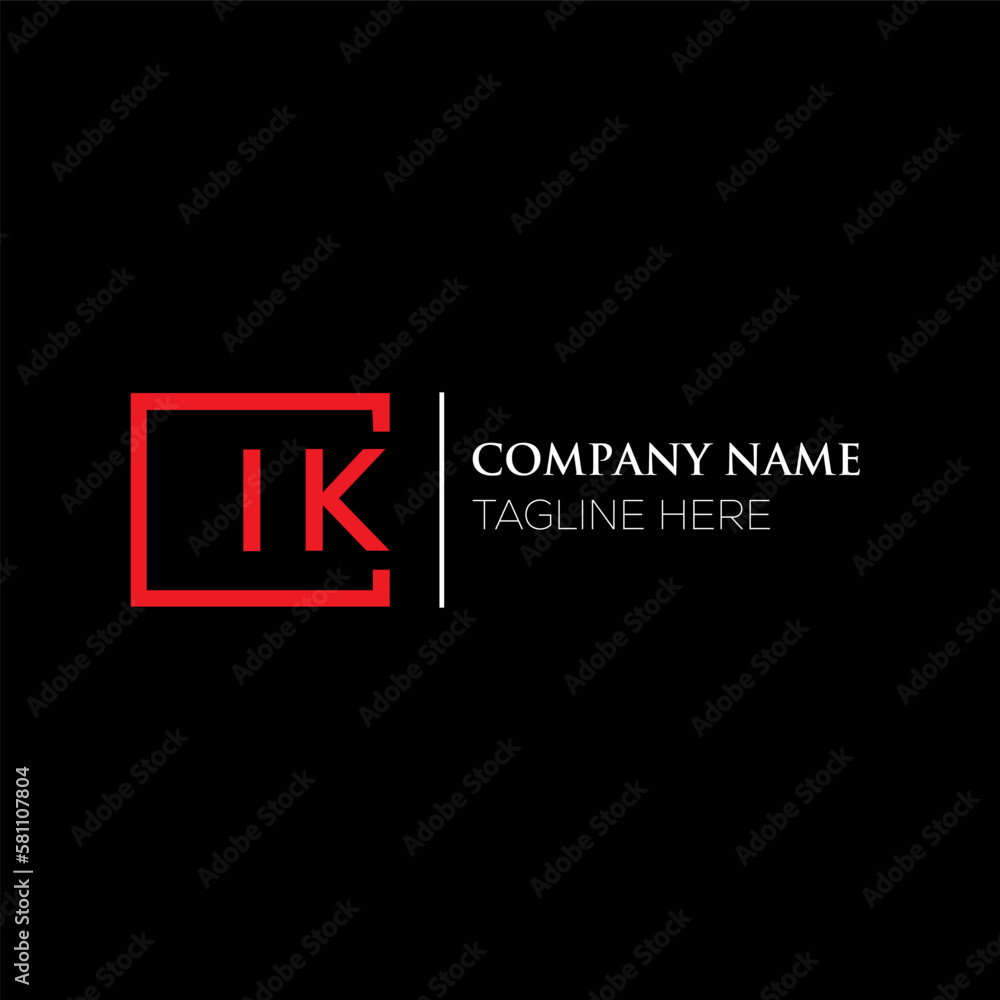 IK letter logo design on black background. IK creative initials letter logo concept. IK letter ...