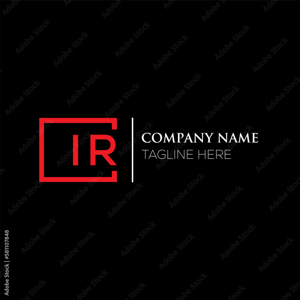 Vecteur Stock IR letter logo design on black background. IR creative ...