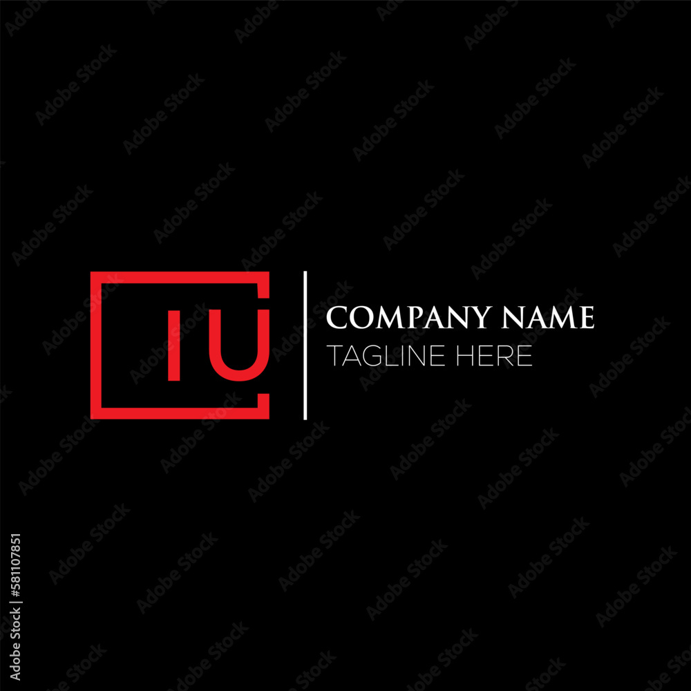 IU letter logo design on black background. IU creative initials letter ...