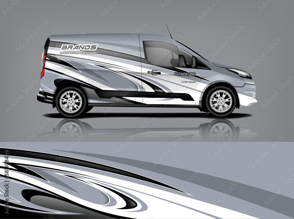 Car decal design vector. Graphic abstract stripe racing background kit ...