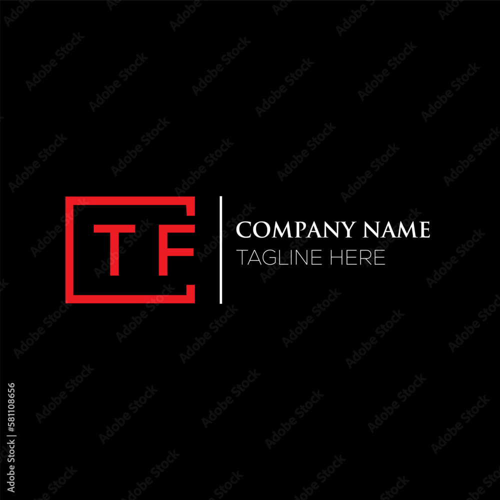 TF letter logo design on black background. TF creative initials letter ...
