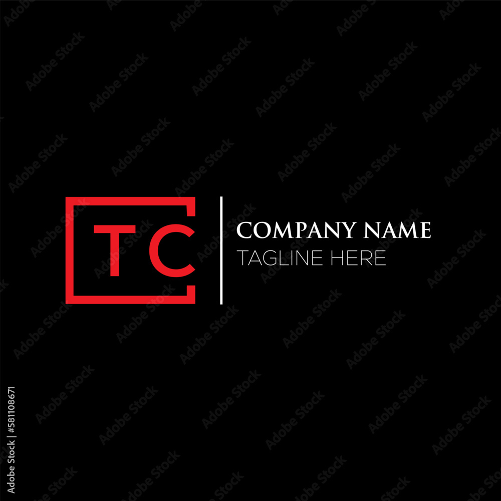 TC letter logo design on black background. TC creative initials letter ...