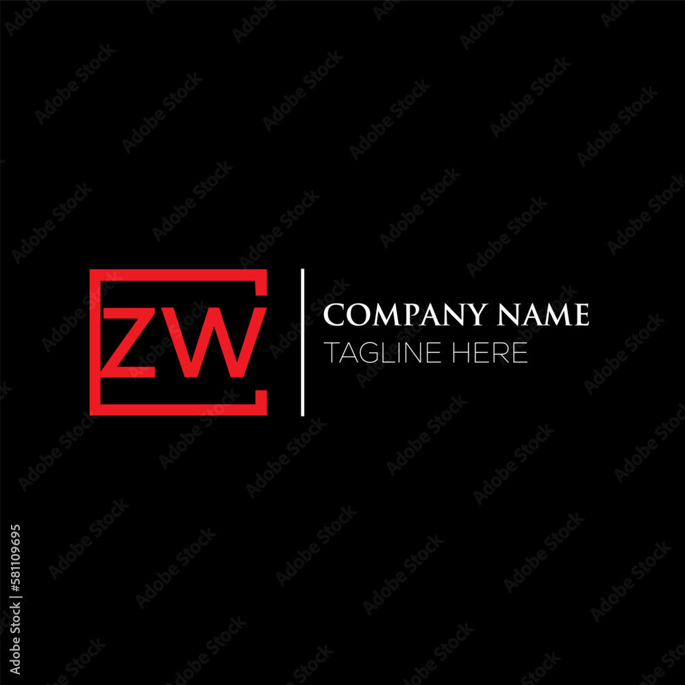 ZW letter logo design on black background. ZW creative initials letter ...