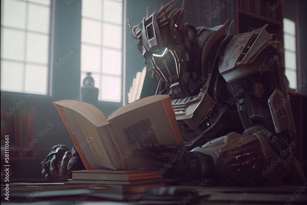 Self educating artificial intelligence. Machine learning concept. Robot ...