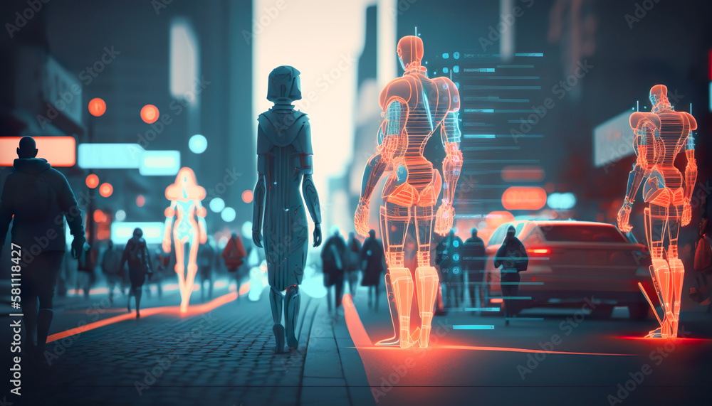 Futuristic city-centered hyper loops gateway, AI machine learning ...