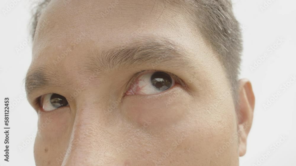 Roll eyes up down right left, Man eyes close up. Rest and relaxation ...