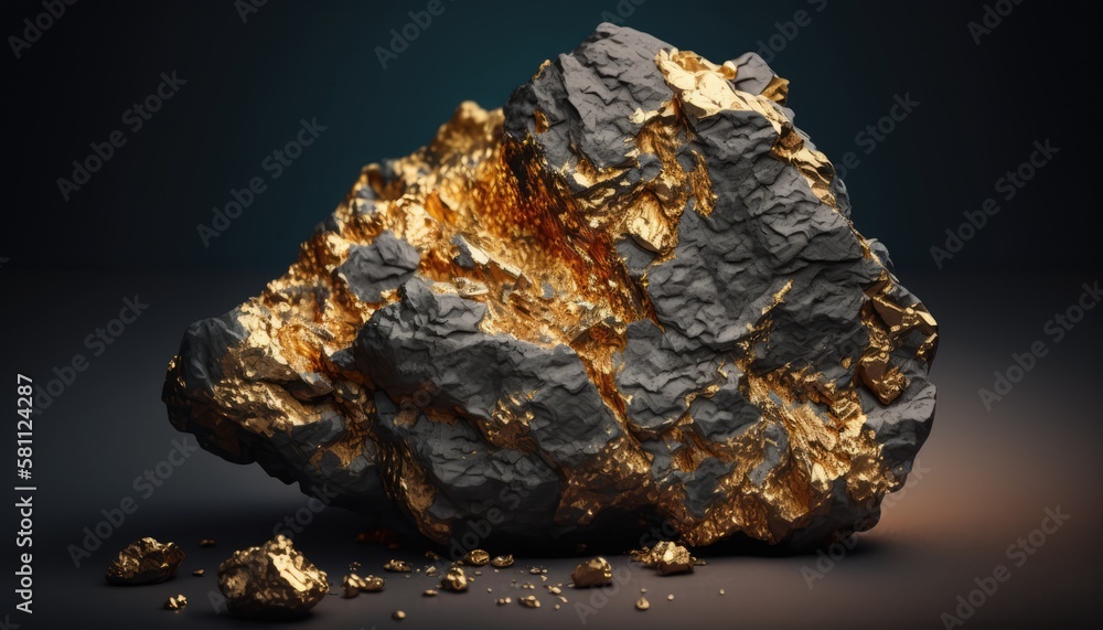 Stunning Close up of Pure Gold Ore and a Big Nugget from the Mine. A ...