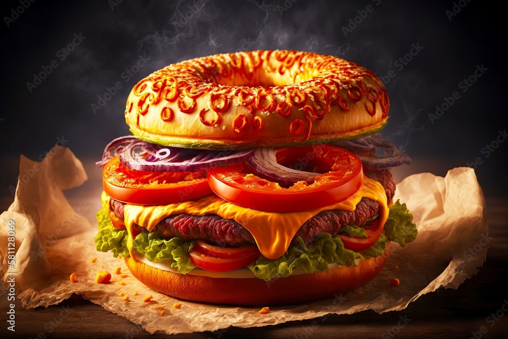 hearty homemade burger melting in your mouth with flowing cheese and ...