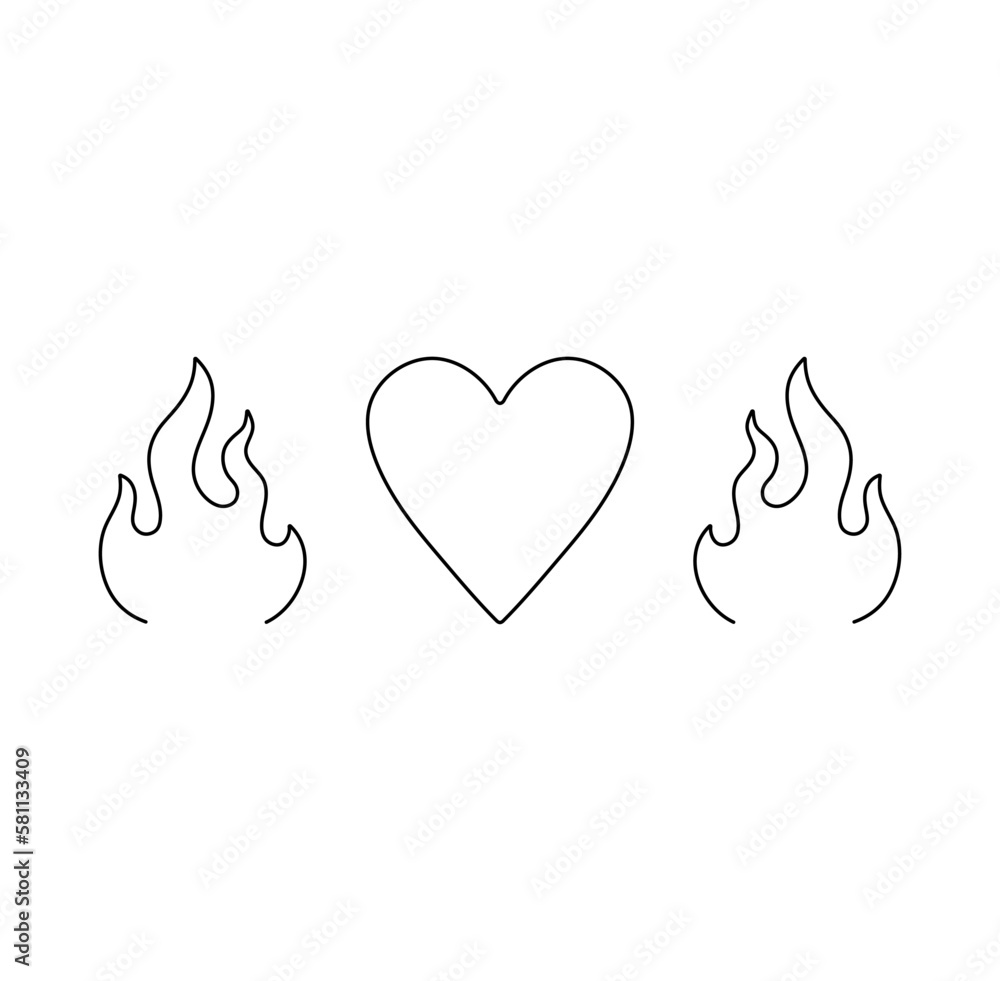 Heart On Fire With Wings Drawing