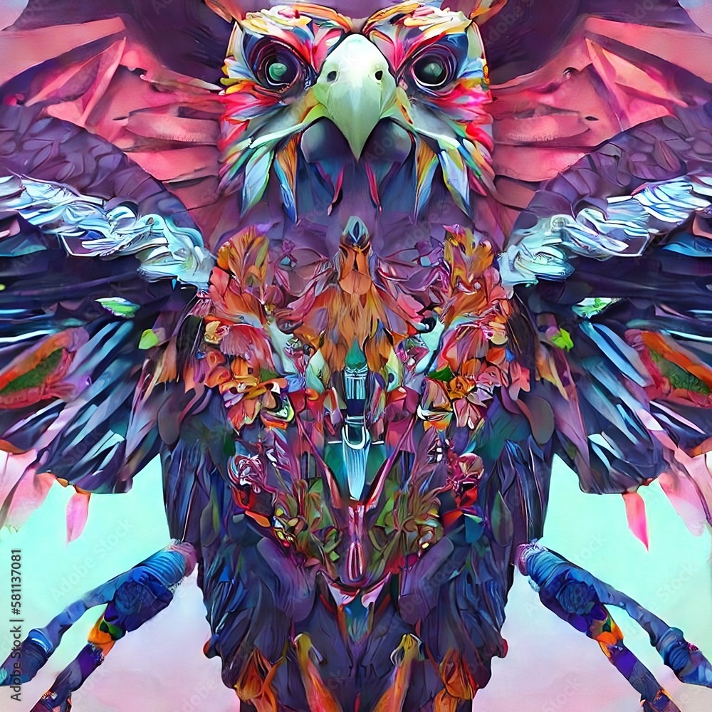 symmetry!! portrait of a hybrid robot eagle, floral! horizon zero dawn ...