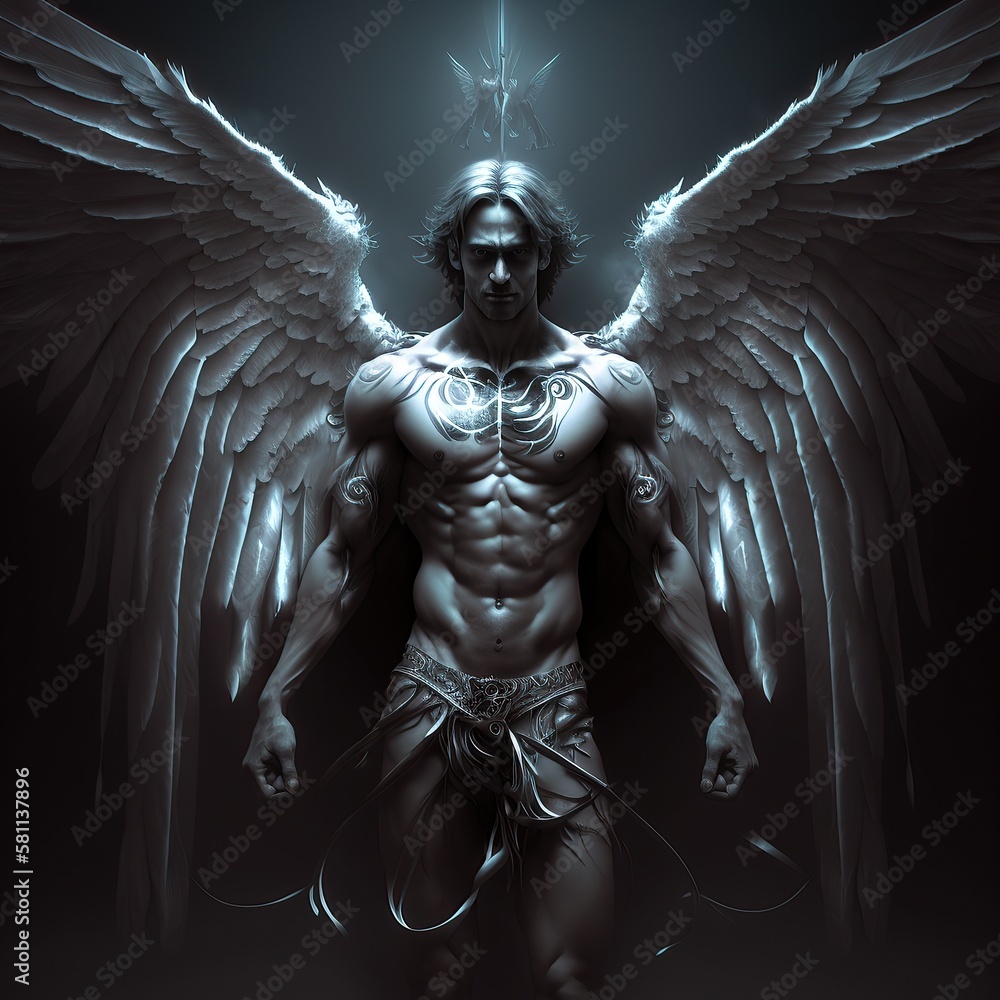 Fallen angel of death. Lucifer with wings created by generative AI ...