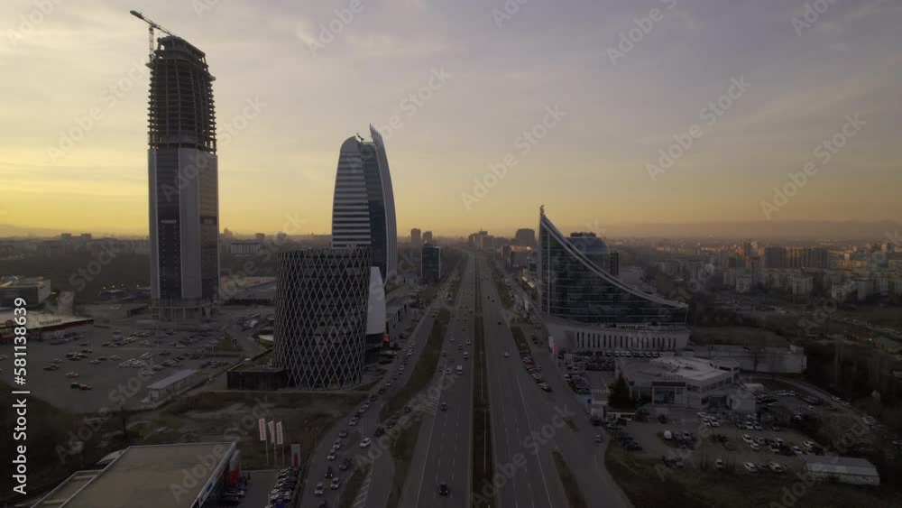 aerial view of Sofia at sunset The impressive architecture and ...