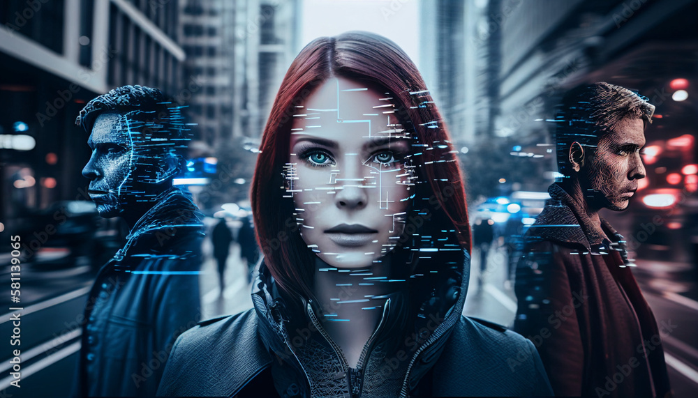 Face detection and recognition of citizens people. Ai Generated Stock ... Face detection and recognition of citizens people. Ai Generated Stock ...