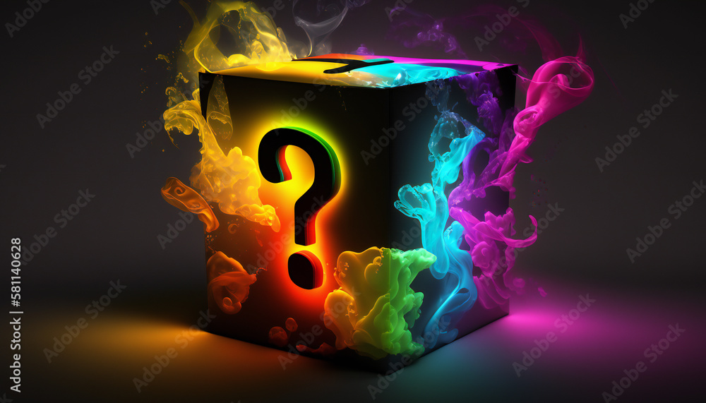 Abstract Mystery gift box with question mark - Mystery Box - Generative ...