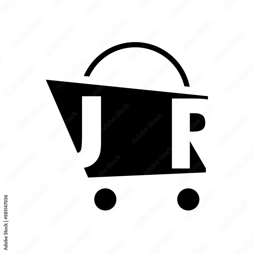 Initial JR logo trolley letter illustrated brand shop supermarket store ...