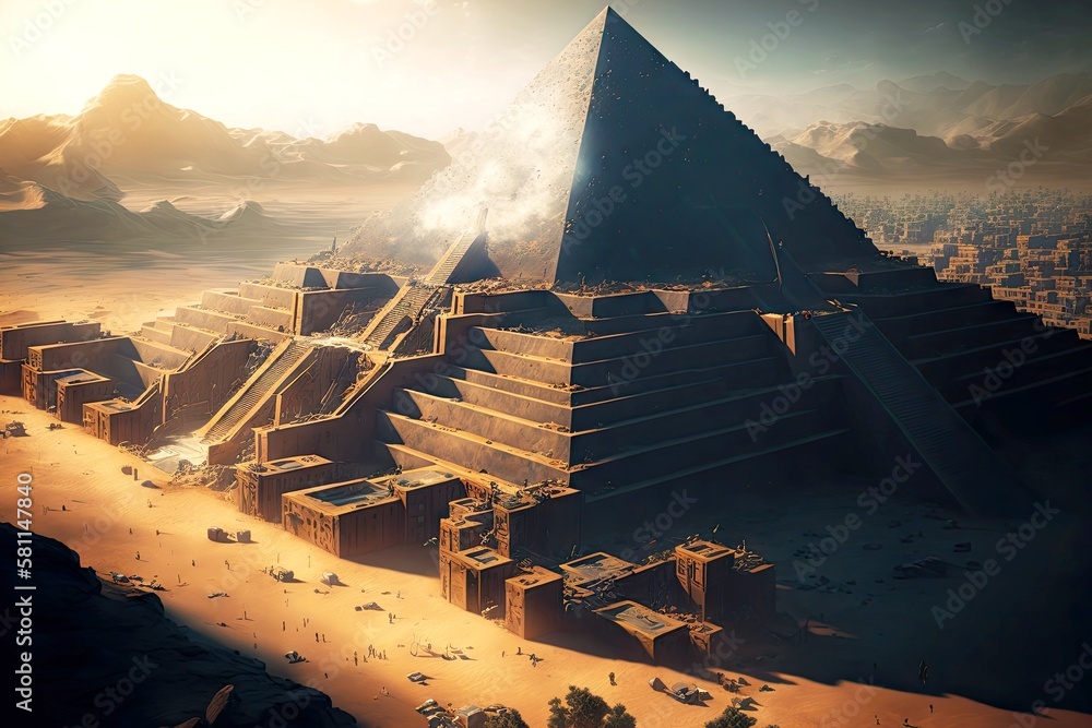 ancient city in giant egyptian pyramid , made with generative ai ...