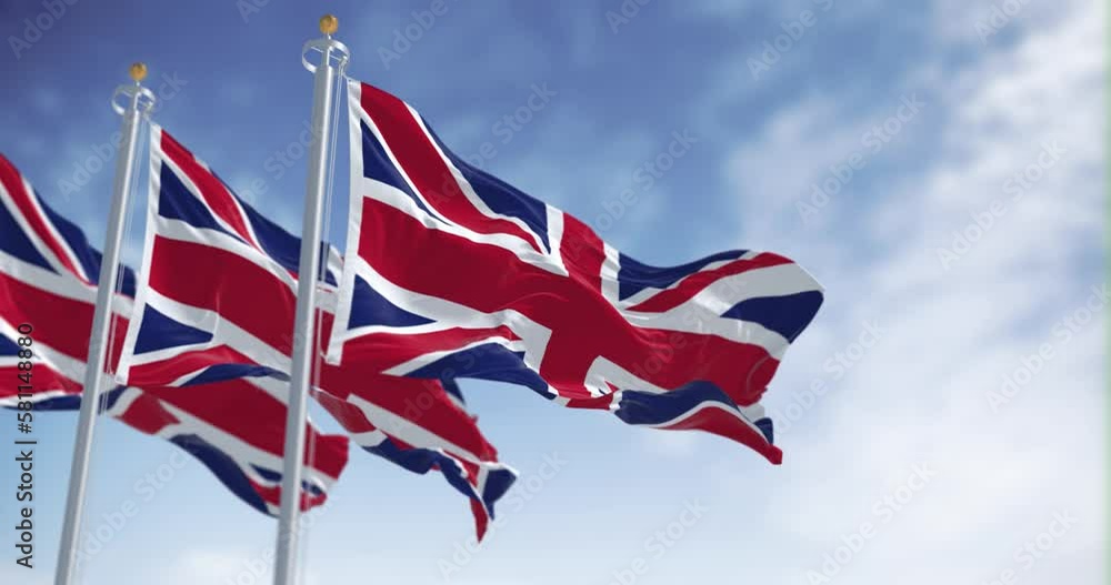Vidéo Stock Seamless loop in slow motion of three national flags of the ...