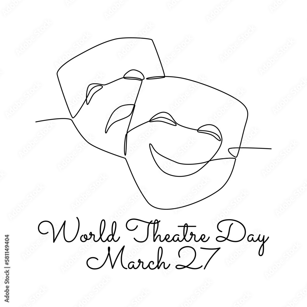 single line art of world theatre day good for world theatre day ...