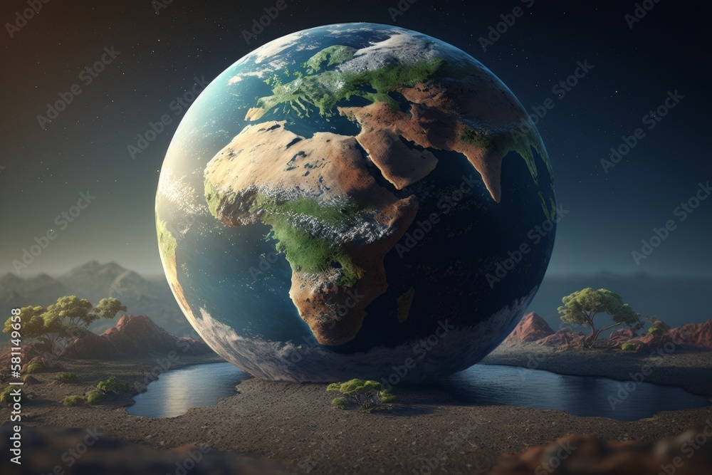 Generative AI render of planet Earth in space. ilustración de Stock ...
