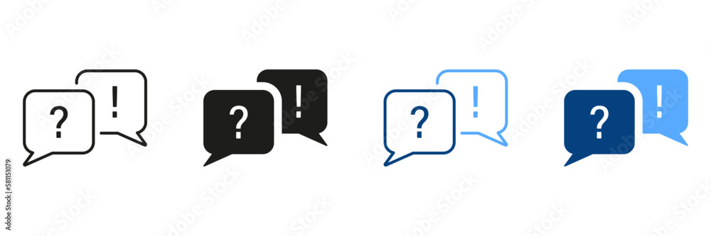 Information FAQ Pictogram. Exclamation Mark and Question Mark on Speech ...
