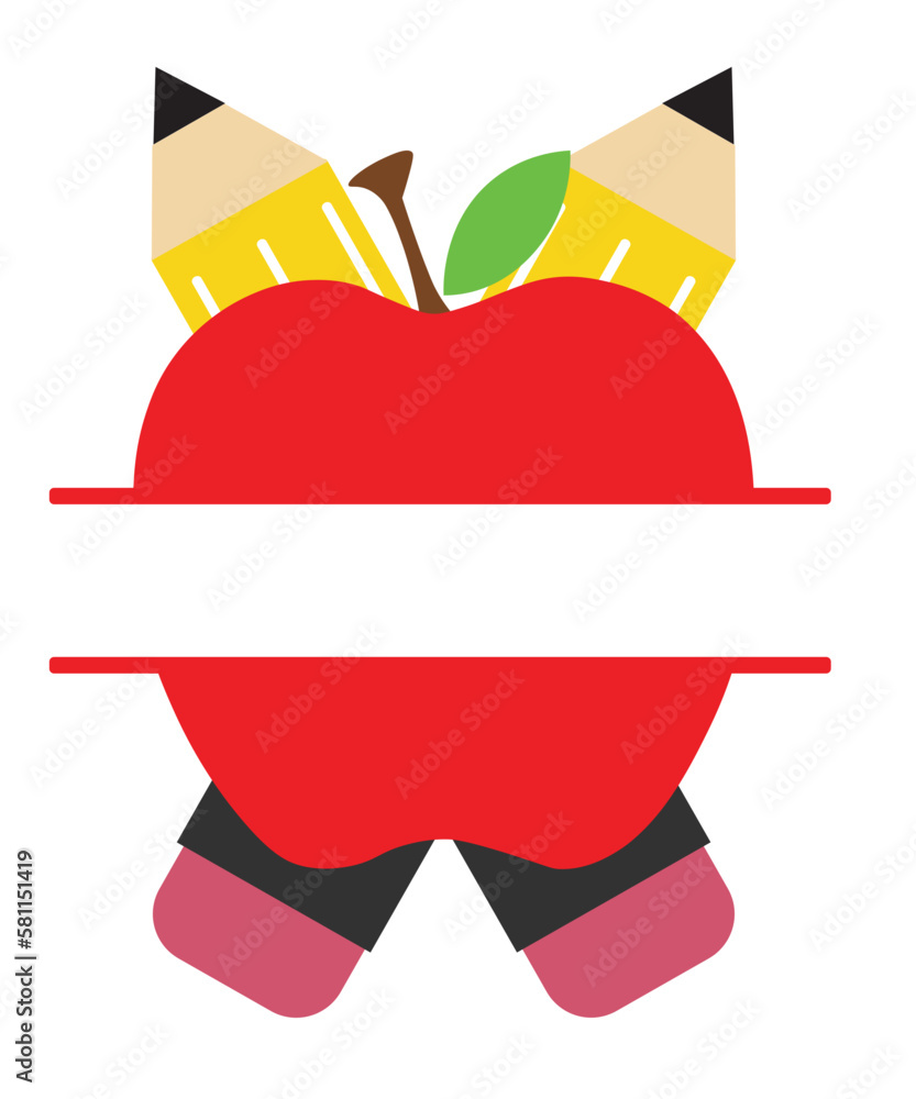 Crayon Split Monogram Svg, crayon svg, teacher svg, school svg, apple ...