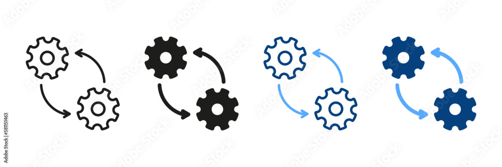 Progress and Workflow Symbol Collection. Cog Wheel in Process Line and ...