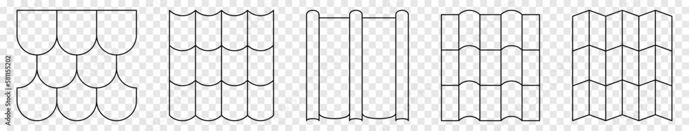 Roof tile or roof sheet icons. Vector illustration isolated on ...