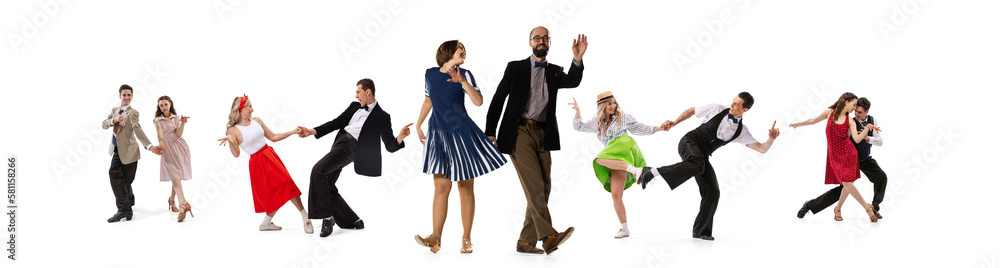 Collage. Dance hobby.. Group of people, dancers performing various ...