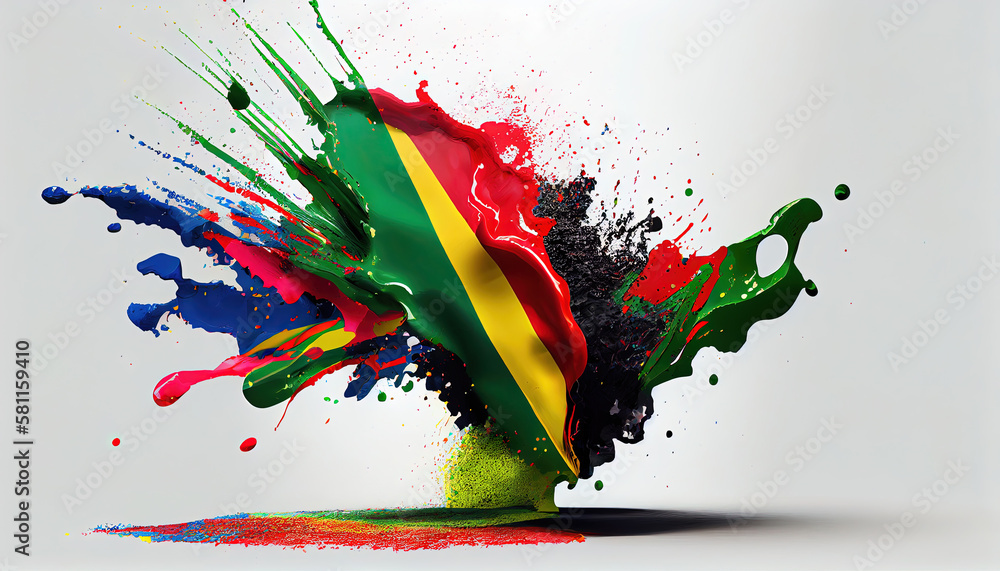 Liquid Paint Colors of Mauritius Flag Dripping and Explosion Abstract ...