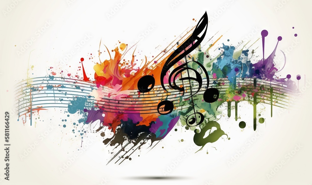 a colorful music note with music notes on it's side and a splash of ...