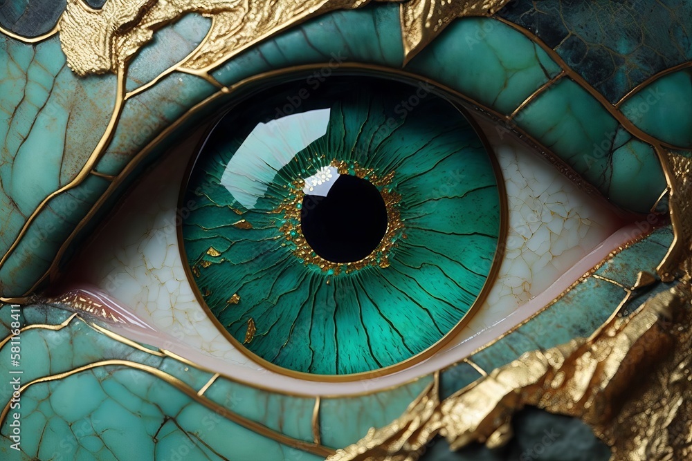 dragon eye Kintsugi | Created With Generative AI Stock Illustration ...
