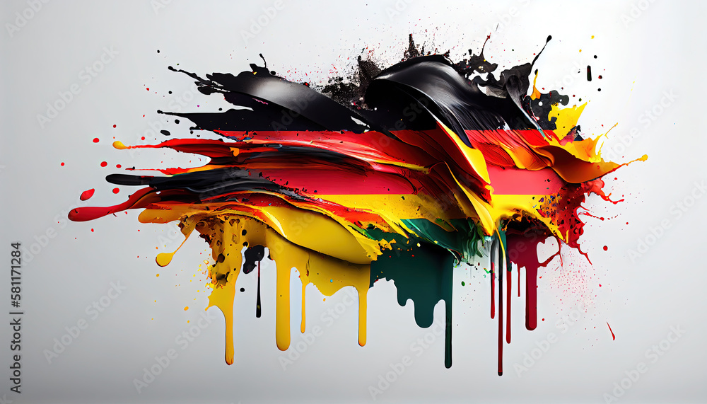 Liquid Paint Colors of Germany Flag Dripping and Explosion Abstract Art ...