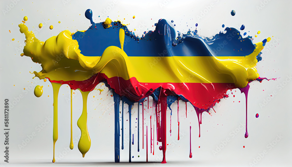 Liquid Paint Colors of Colombia Flag Dripping and Explosion Abstract ...