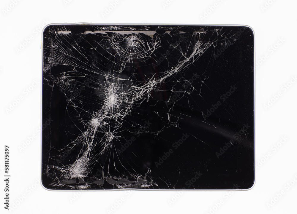 broken black monitor screen with cracks Stock Photo | Adobe Stock