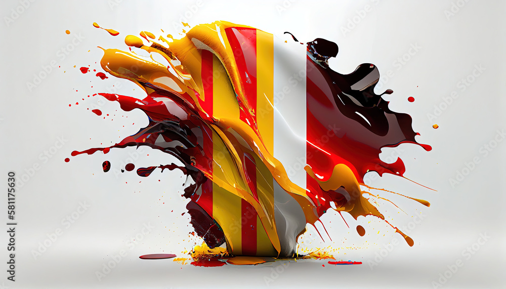 Liquid Paint Colors of Spain Flag Dripping and Explosion Abstract Art ...