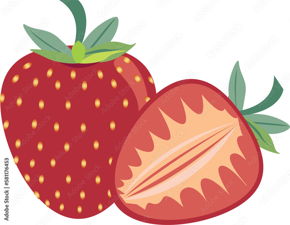 Cartoon fruit strawberry illustration, Transparent background Stock ...