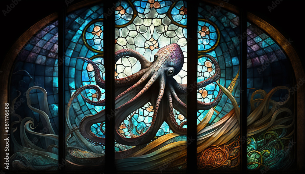 Octopus Stained Glass Window - A Creative and Colorful Work of Art ...