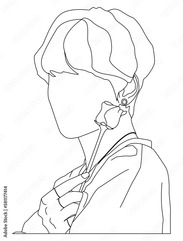 digital vector illustration of a male kpop idol sketch image. South ...
