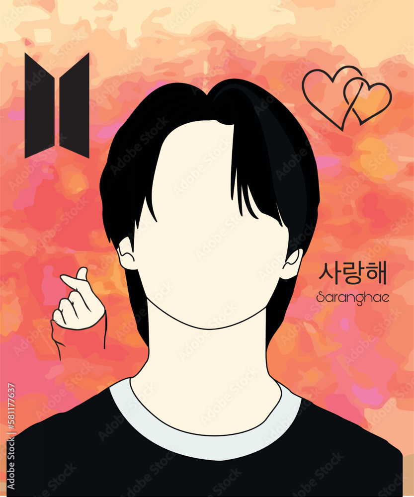 digital vector illustration of a male kpop idol sketch image. South ...
