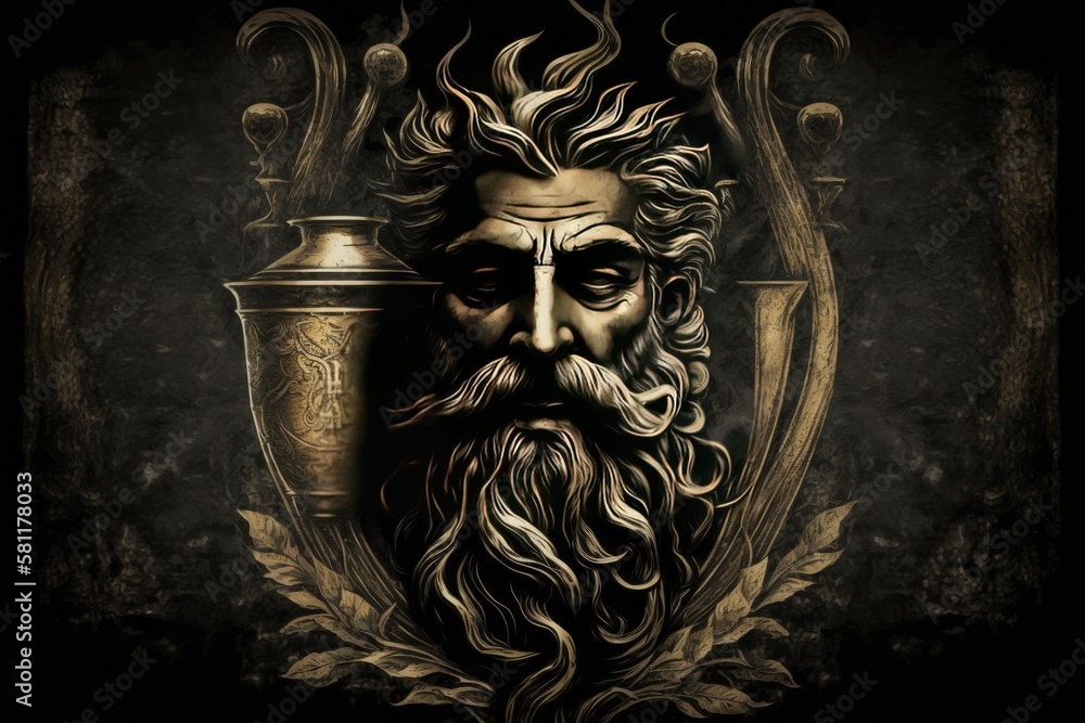Charon Greek Mythology God Black Gold Vase by Generative AI Stock ...