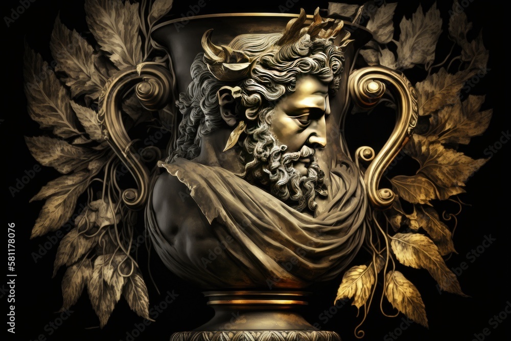 Coeus Greek Mythology God Black Gold Vase by Generative AI Stock ...