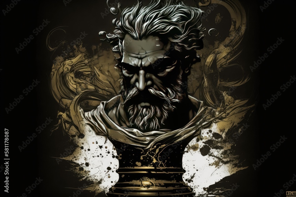 Cronus Greek Mythology God Black Gold Vase by Generative AI Stock ...