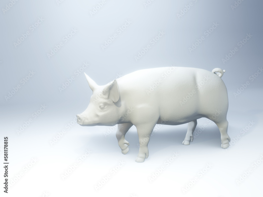 Side view of a white pig scultpure Stock Illustration | Adobe Stock