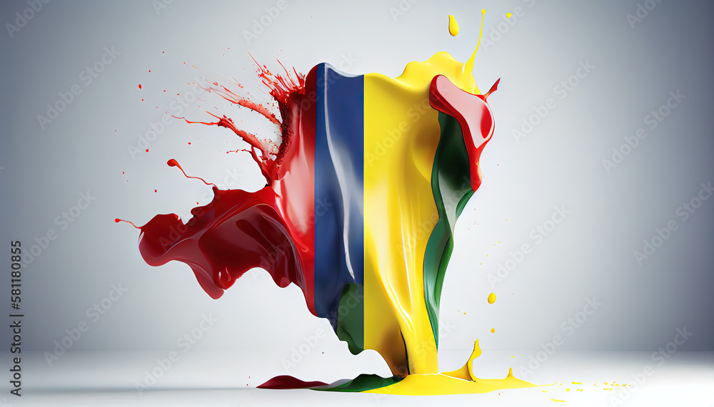 Liquid Paint Colors of Chad Flag Dripping and Explosion Abstract Art on ...