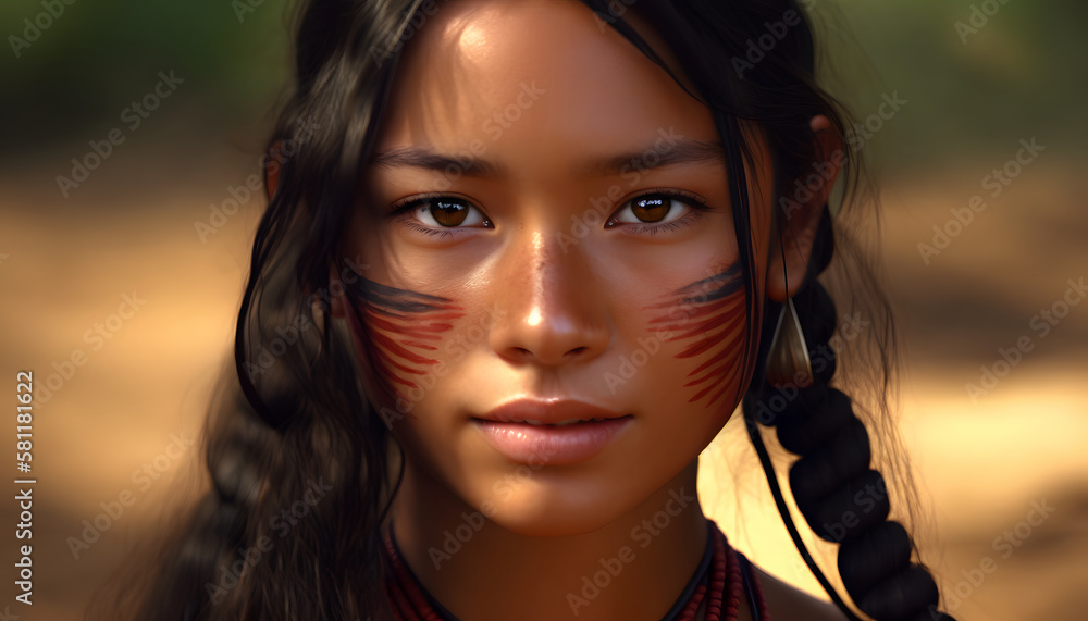 Hermosa Mujer Del Amazonas Poder Y Belleza De La Cultura Indigena Del