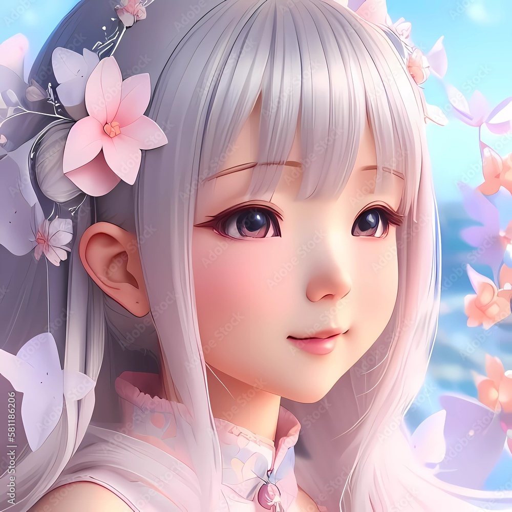 Anime girl little white , Background Concept artwork digital art ...