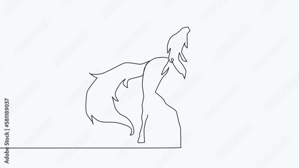 Self drawing animation one line draw a horse. Minimalism, One line draw ...