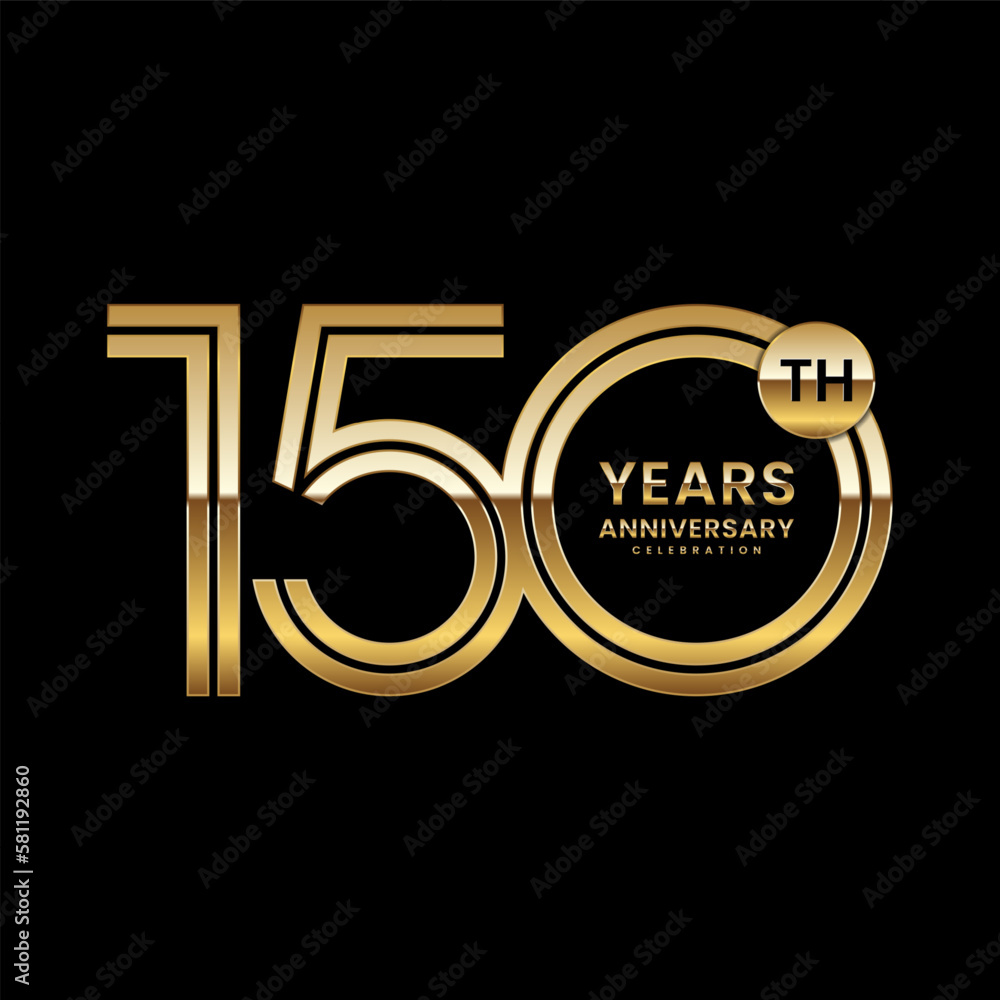 150 year anniversary. Anniversary logo design with double line. Design ...
